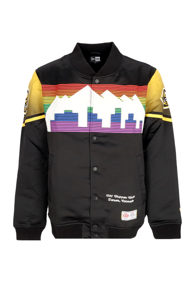 New Era Men's Bomber Jacket Nba Ce Snap Satin Jacket Dennug Black ...